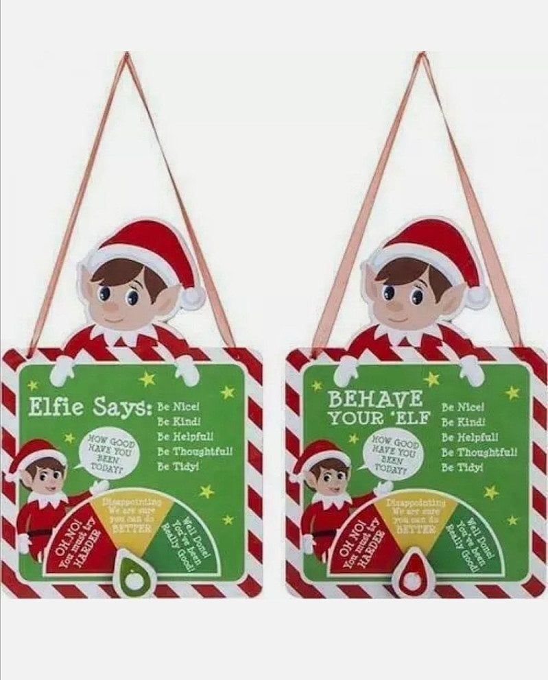 Behave your 'Elf Wooden Naughty Nice Behaviour Hanging Xmas Barometer ...